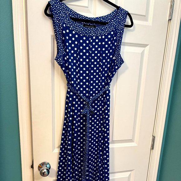 Perceptions | Dresses | Perceptions Royal Blue White Polka Dot Maxi ...